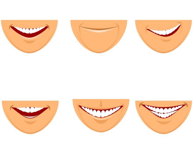 Funny cartoon teeth set Royalty Free Vector Image