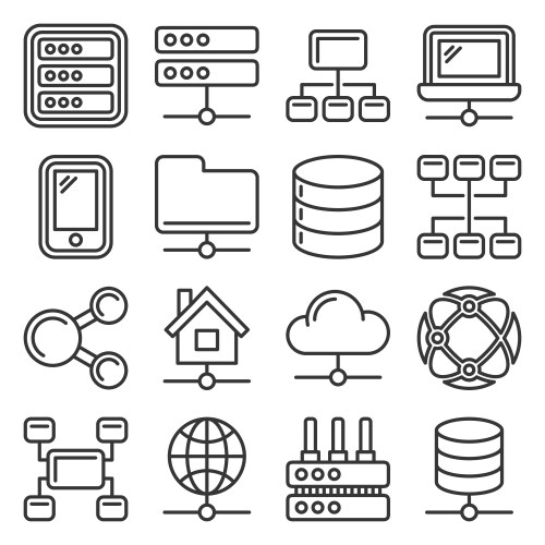 Computer line icon set device symbols collection Vector Image