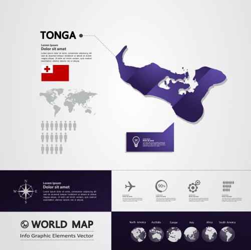 Tonga editable outline map Royalty Free Vector Image