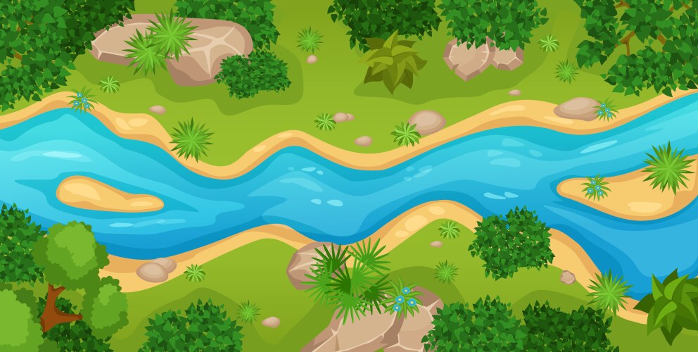 Forest River Top View Royalty Free Vector Image