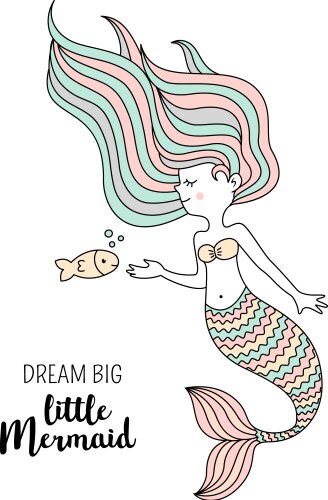 Beautiful little mermaid Royalty Free Vector Image