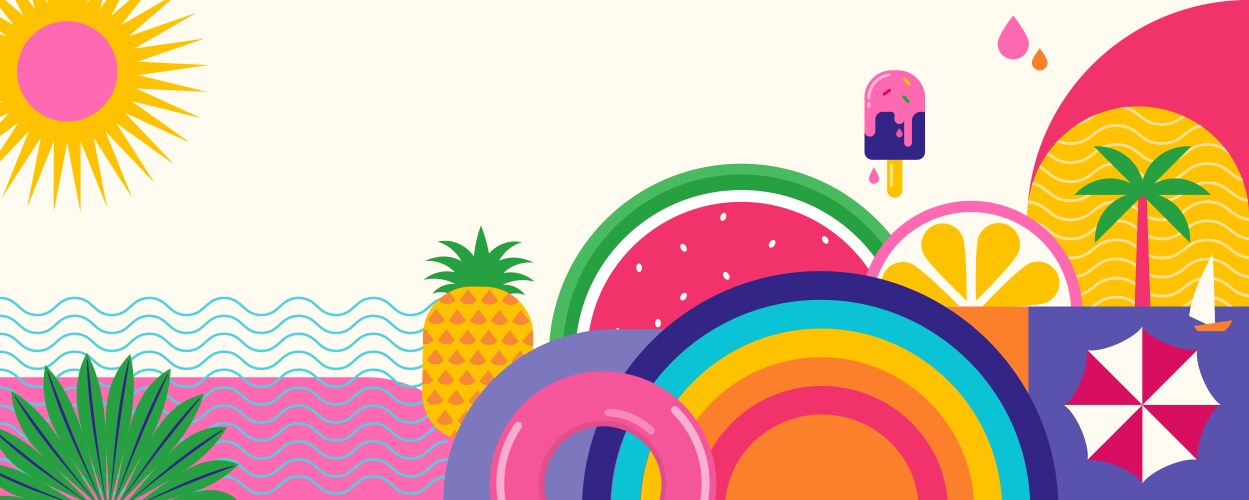 Colorful geometric summer background poster Vector Image