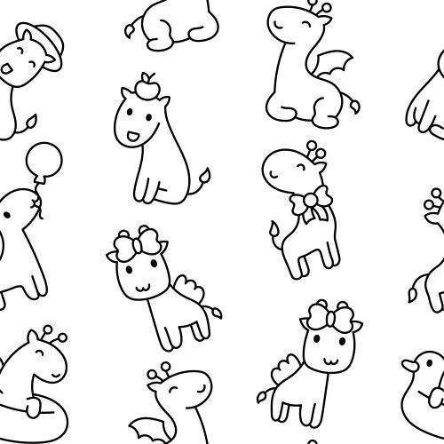 Cute kawaii happy giraffe coloring page Royalty Free Vector