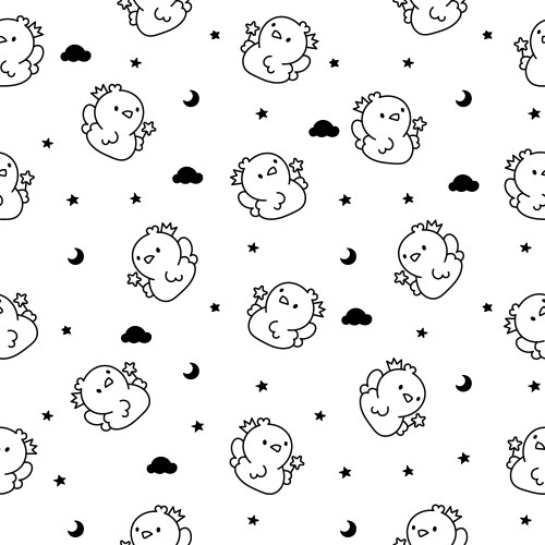 Cute kawaii little chick seamless pattern Vector Image