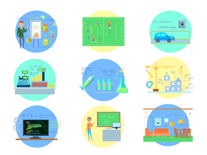 Mathematics science and algebra concept tiny Vector Image