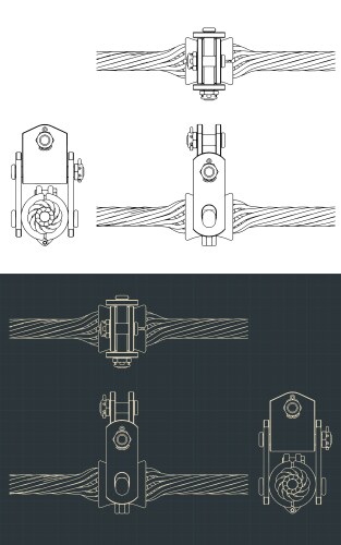Opgw suspension clamp ispmetric blueprints Vector Image
