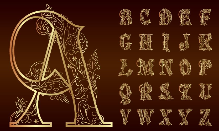 Vintage floral alphabet letter Royalty Free Vector Image