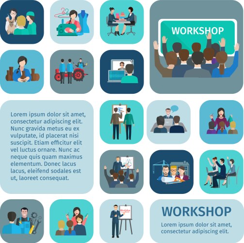 Office Workers Flat Set Royalty Free Vector Image