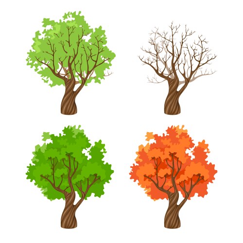 Different seasons of art tree Royalty Free Vector Image