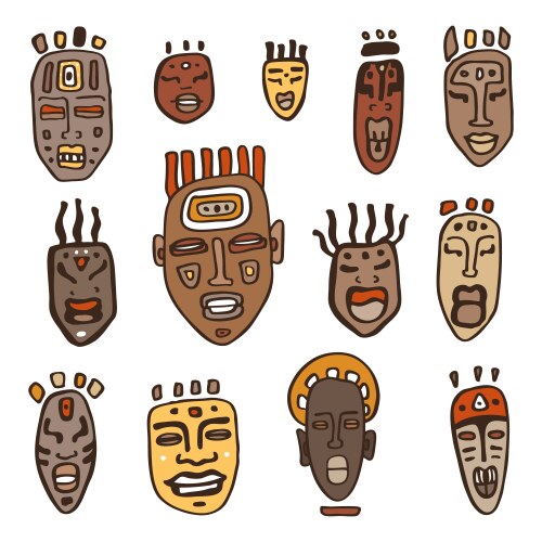 African ritual masks design set Royalty Free Vector Image