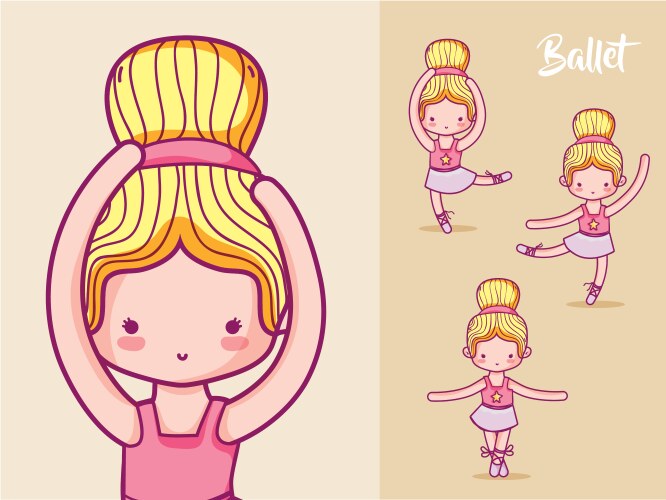 Cartoon little ballet dancer collection set Vector Image