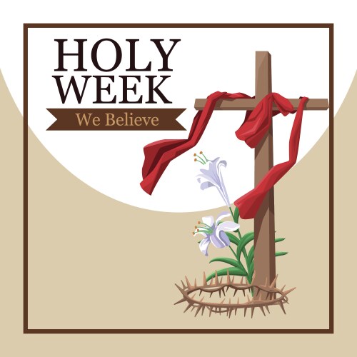 Holy week round icons Royalty Free Vector Image
