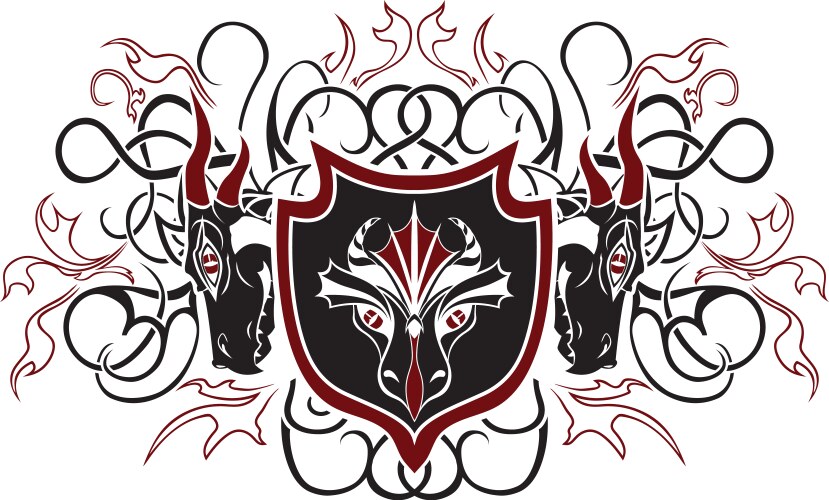 A dragon uncolored and colored Royalty Free Vector Image