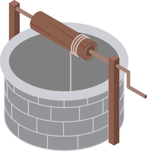 Boy take water in the well Royalty Free Vector Image