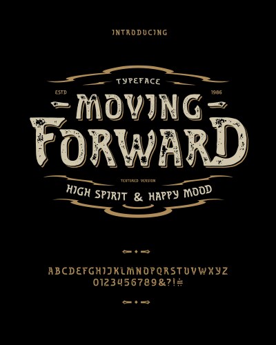 Font ghost town letters and numbers Royalty Free Vector