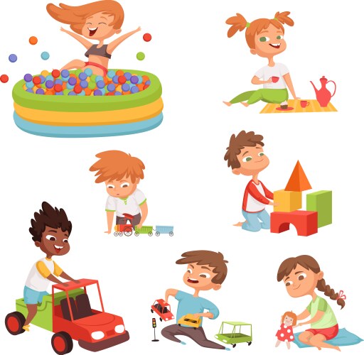 Kids are playing with toys Royalty Free Vector Image