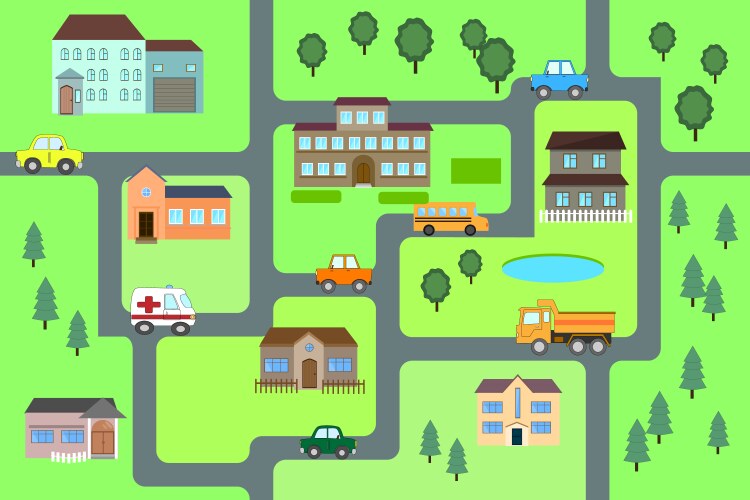 Kids Town Map Vector Images (over 410)