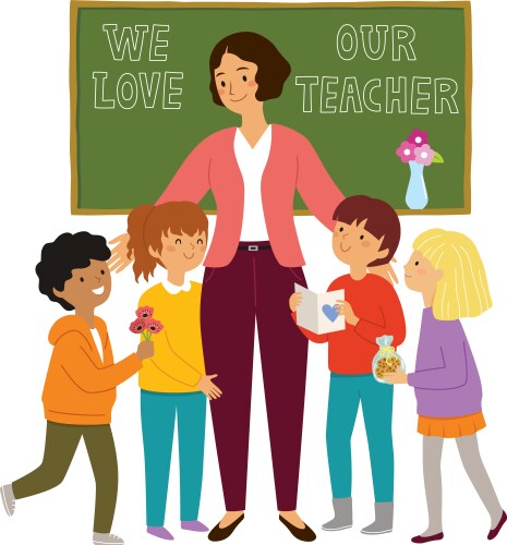 Happy teacher Royalty Free Vector Image - VectorStock
