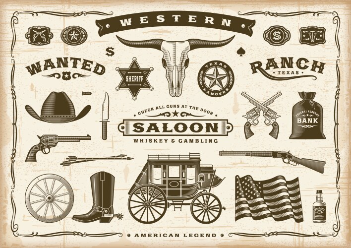 Vintage western stagecoach label graphics Vector Image