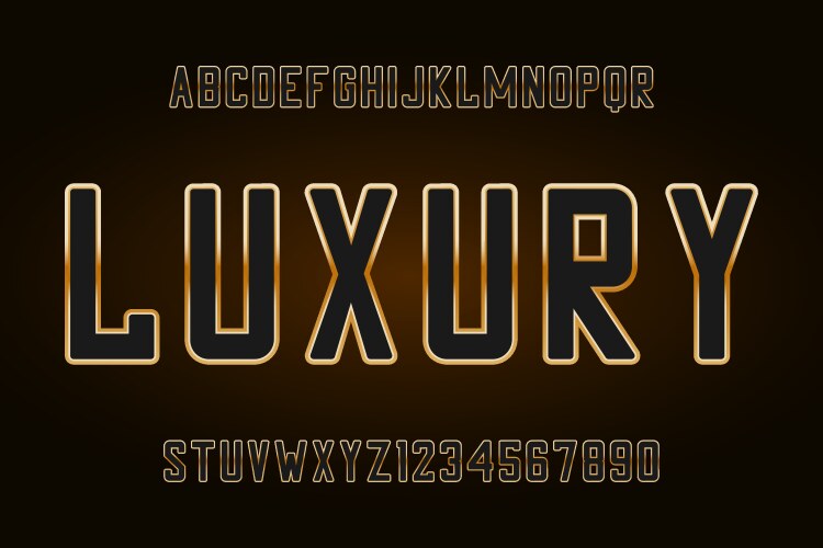 Metallic gold font Royalty Free Vector Image - VectorStock