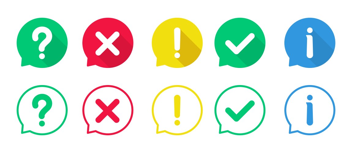 Tick cross exclamation mark question icons Vector Image