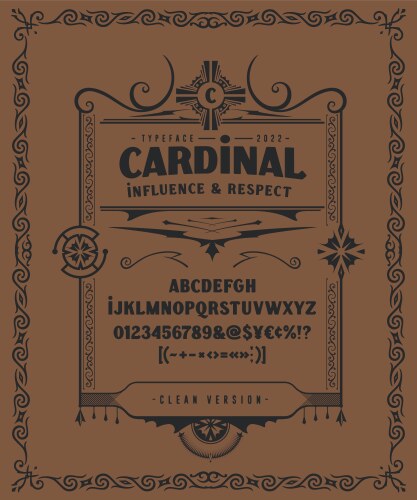 Vintage font cardinal letters and numbers Vector Image