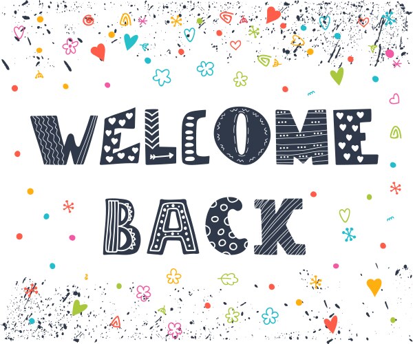 Welcome back inspirational quote hand drawn Vector Image