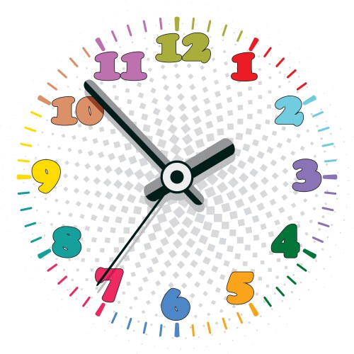 Colorful clock Royalty Free Vector Image - VectorStock