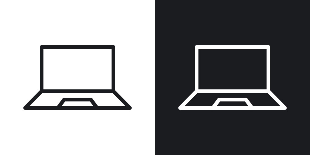 Laptop icon set online computer notebook symbol Vector Image