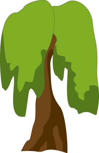 Green tree doodle flat cartoon Royalty Free Vector Image