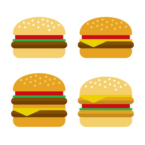 Burger icons set Royalty Free Vector Image - VectorStock