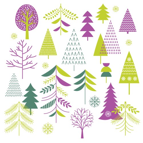Christmas trees set Royalty Free Vector Image - VectorStock