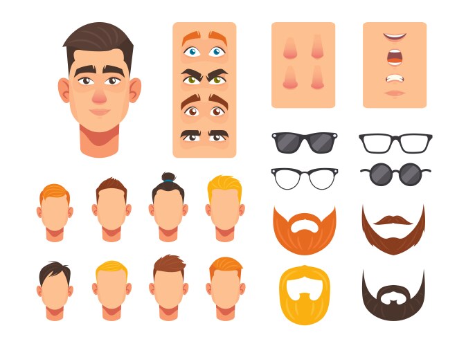 Man face constructor elements avatar creation Vector Image
