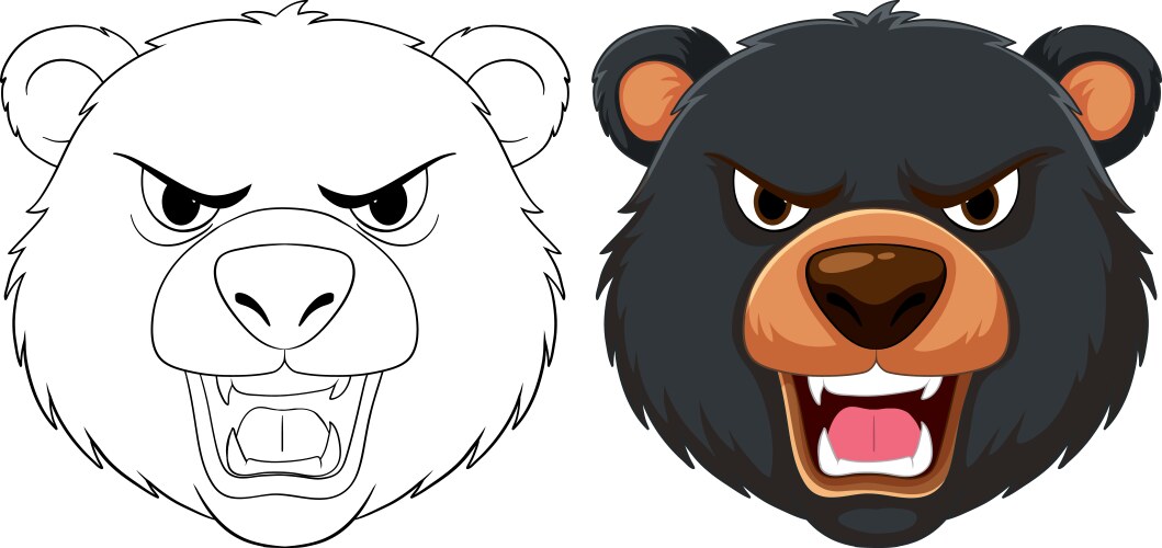 Two cartoon bears showing aggressive expressions Vector Image