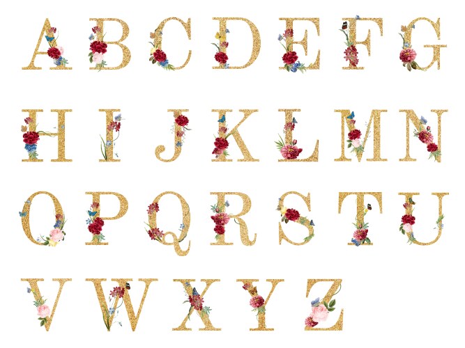 Tropical alphabet made of banana palm leaves Vector Image