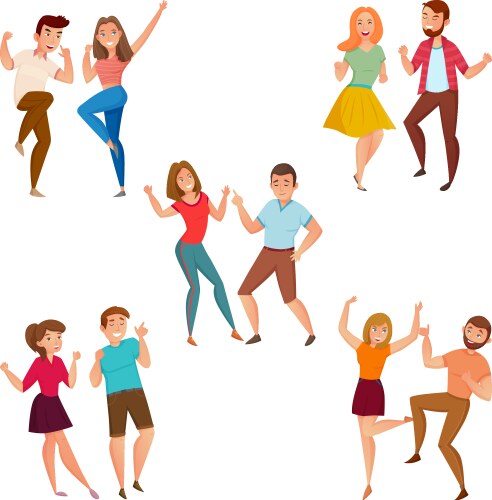 Cartoon people dancing at beach party set Vector Image