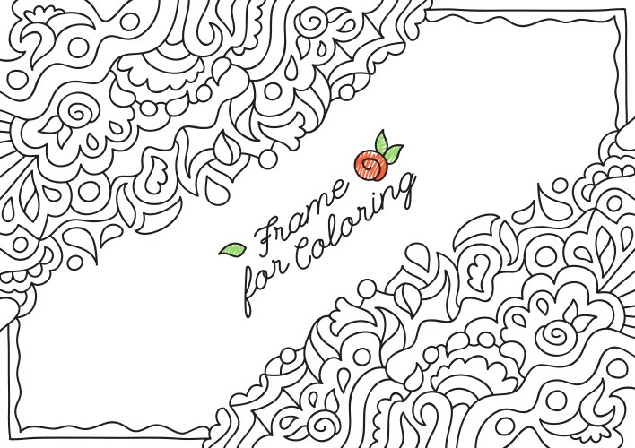 Meditative coloring page with doodle flowers Vector Image