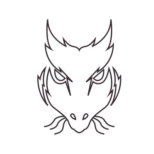 Traditional chinese dragon line art with cloud mot