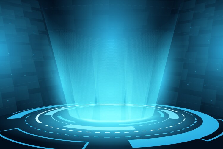 Realistic blue hologram portal background Vector Image Realistic blue hologram portal background Vector Image