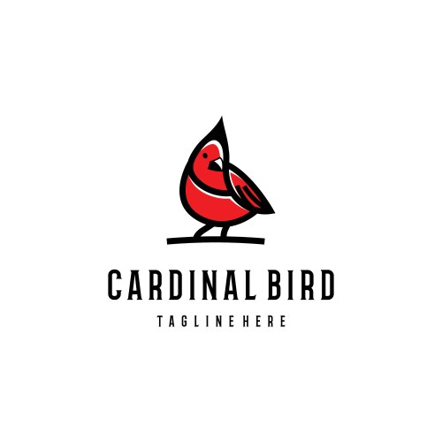 Cardinal ink dry brush color logo icon Royalty Free Vector