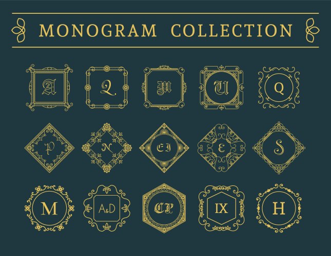 Vintage monogram alphabet letter with decorative Vector Image