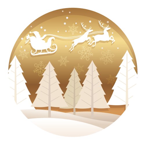 Santa claus flying in a sleigh drawn deer over Vector Image