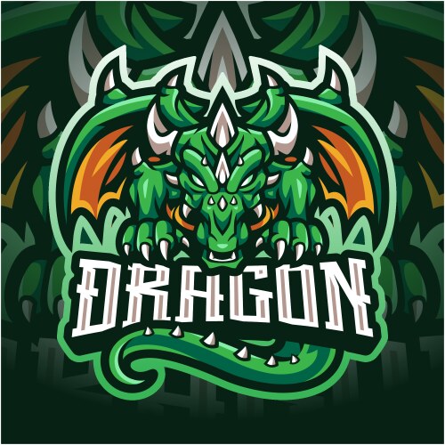 Red dragon esports logo design Royalty Free Vector Image