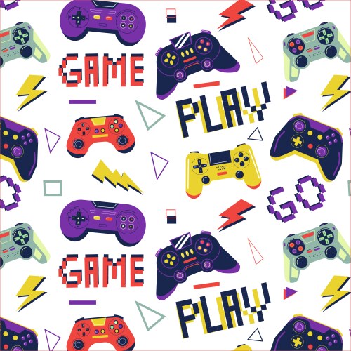Vintage gaming seamless pattern Royalty Free Vector Image