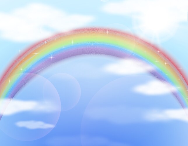 Rainbow sky fantasy heaven landscape Royalty Free Vector