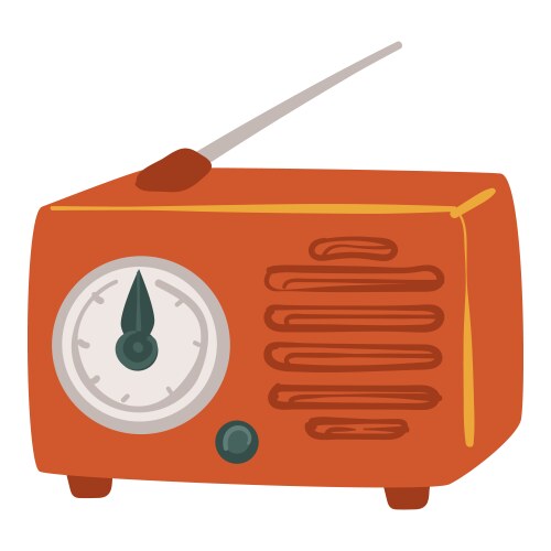 Vintage radio with antenna screen frequency Vector Image