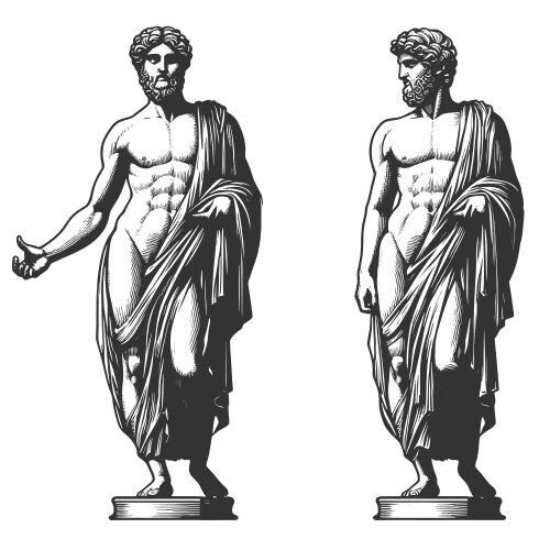 Classical statue facepalm engraving sketch Vector Image