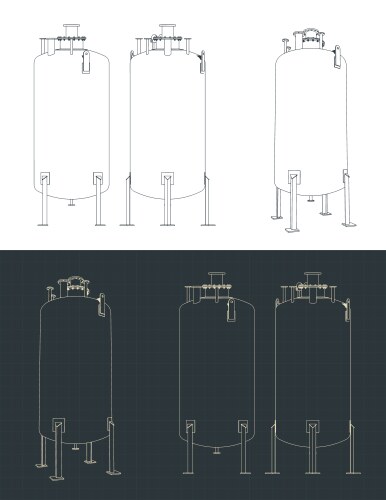 Storage tank isometric drawings Royalty Free Vector Image
