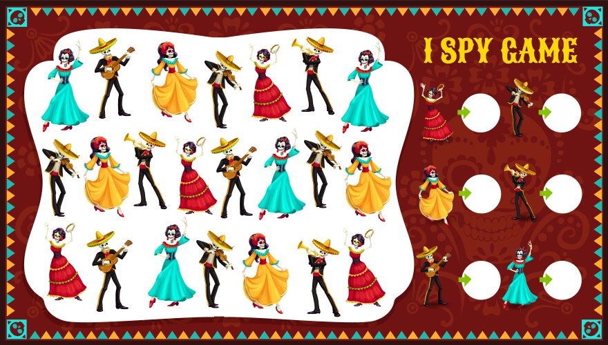 I spy game worksheet mexican chameleon lizards Vector Image