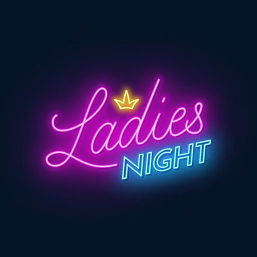 Ladies night neon banner Royalty Free Vector Image